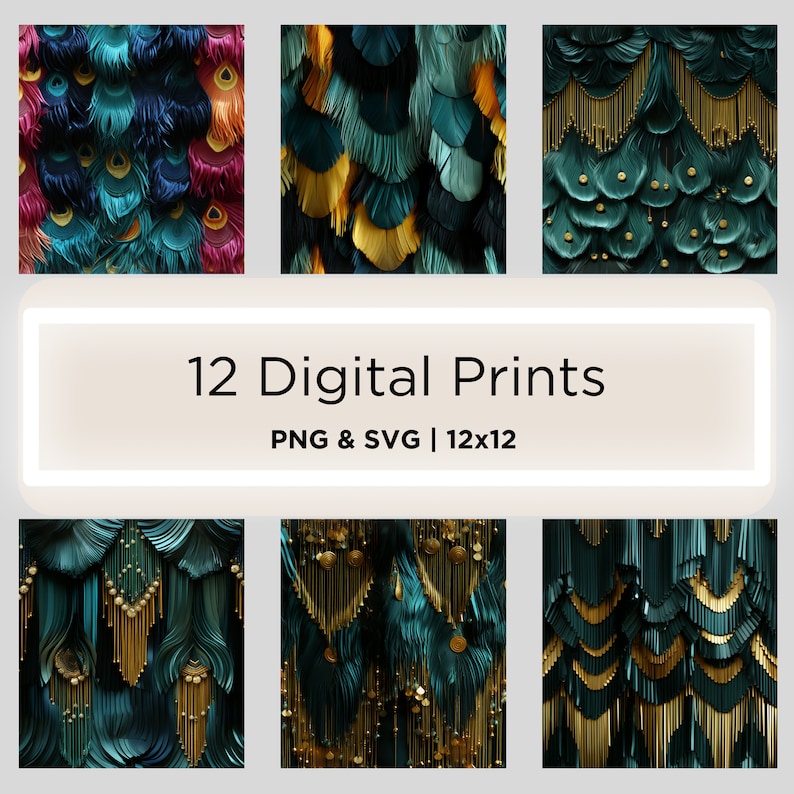 1920s Art Deco Fringe Patterns - Digital Flapper Tassel Designs PNG ...
