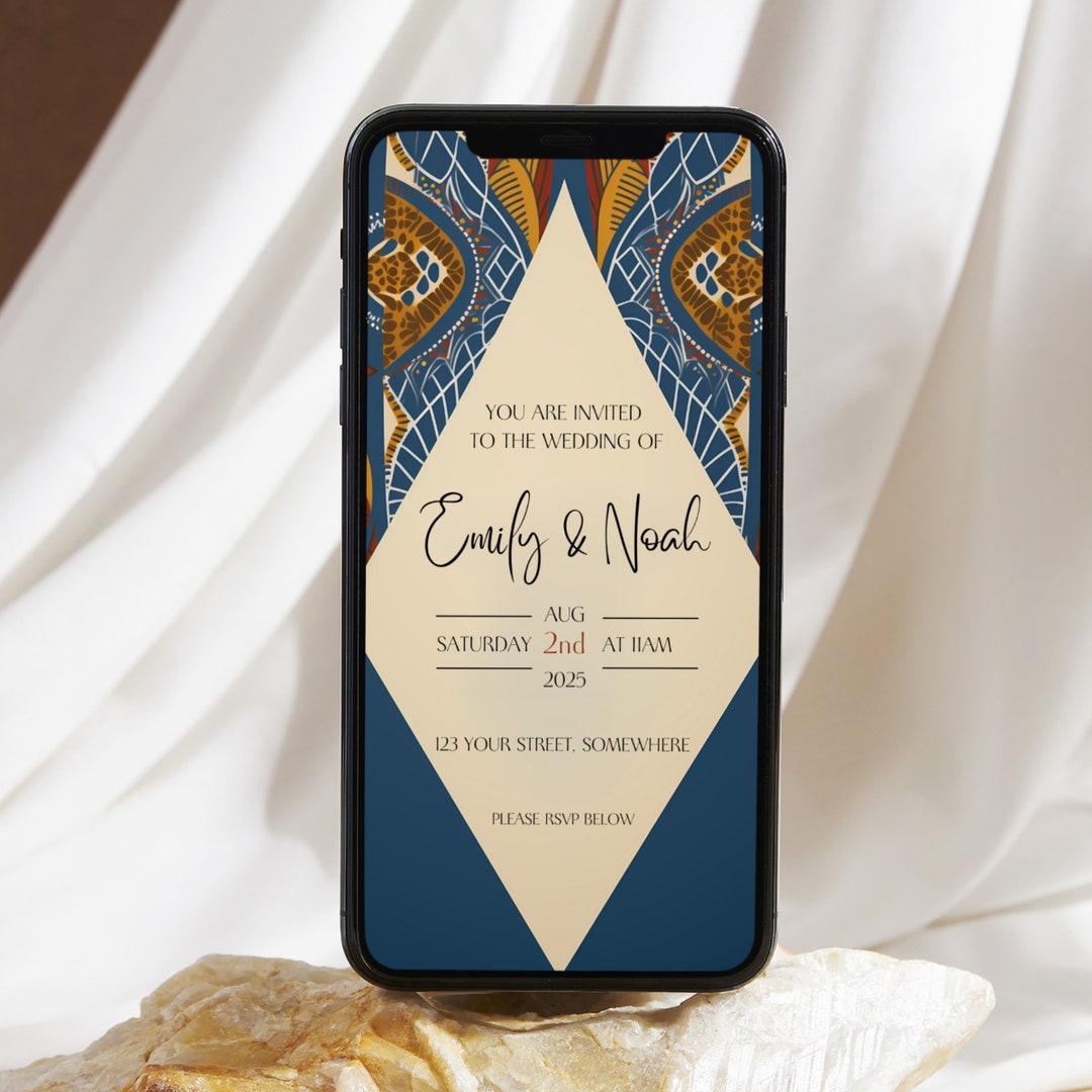 Ankara Wedding Evite: West African Smartphone Invitation With QR Code ...