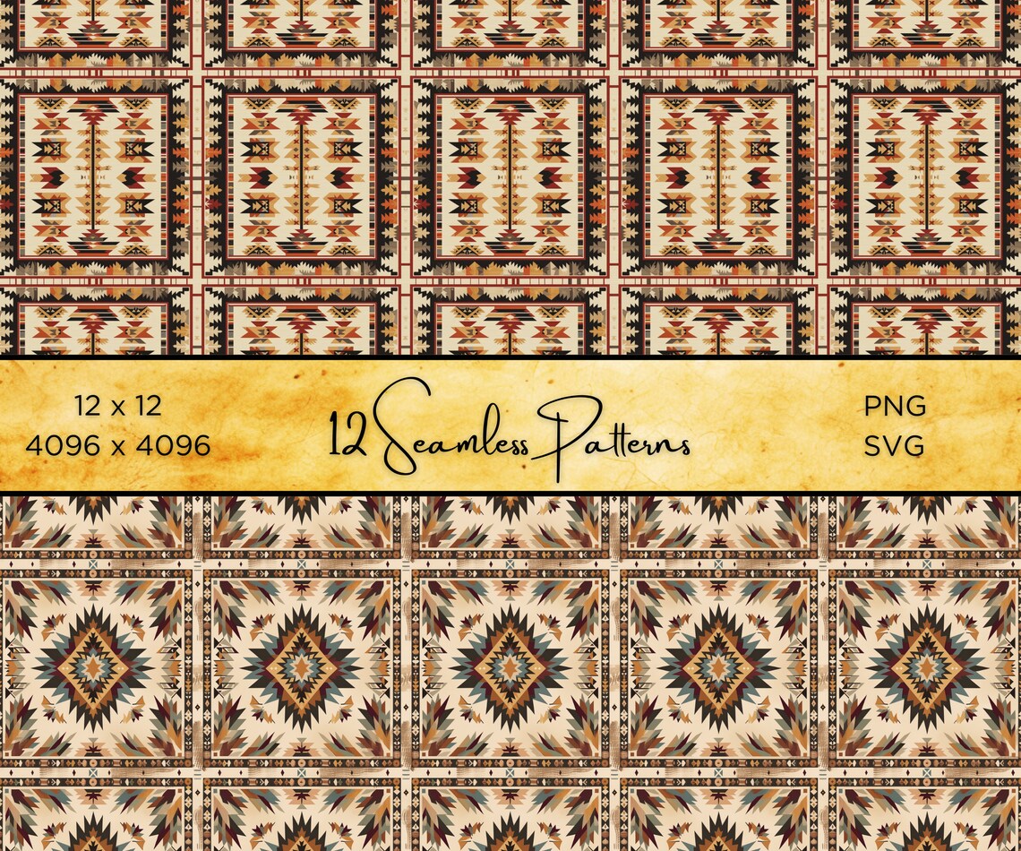 Native American Inspired Tapestry Patterns Pack - Southwestern Tribal ...