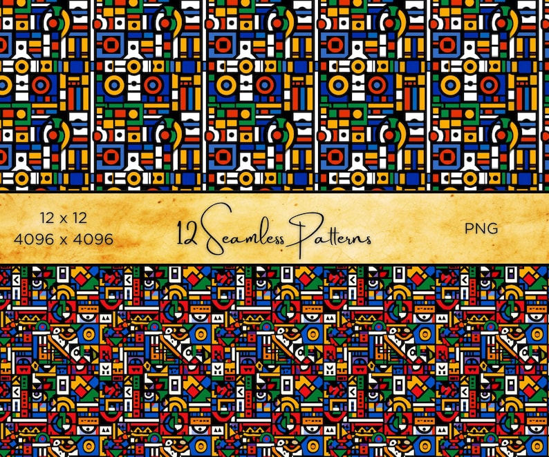 Ndebele Pattern Pack – 12 African Geometric Seamless Patterns in PNG ...