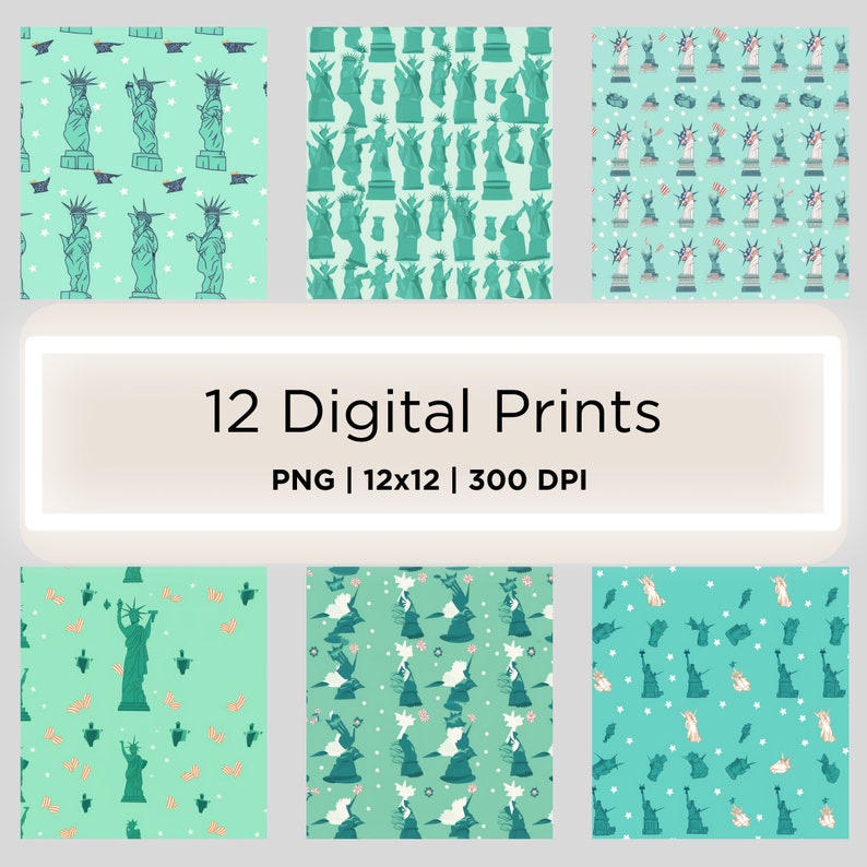 Statue of Liberty Patterns: 12 Seamless, Abstract Eye-catching Digital ...