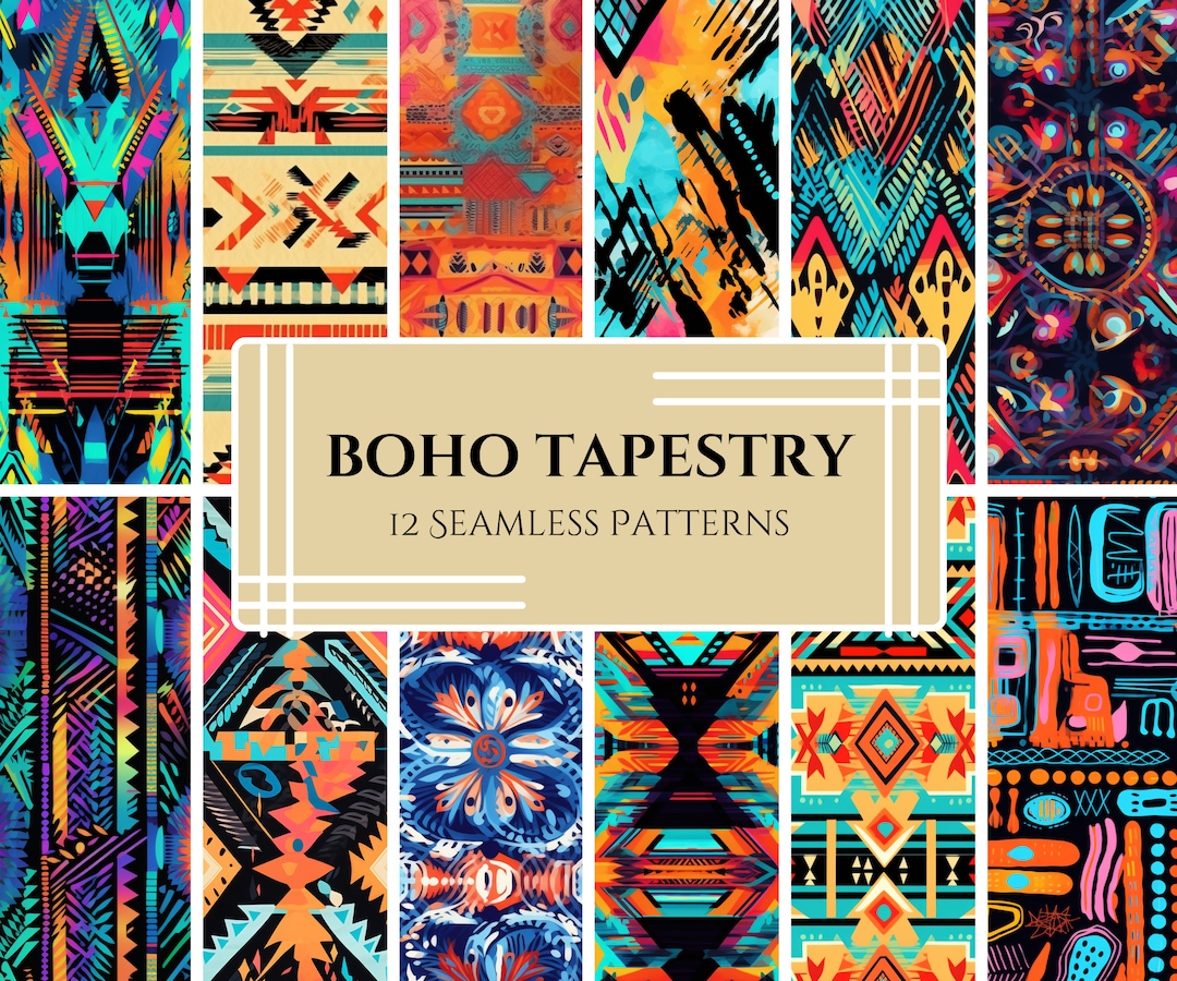 Contemporary Boho Tapestry Patterns Pack - Ethnic Motifs & Abstract Art ...