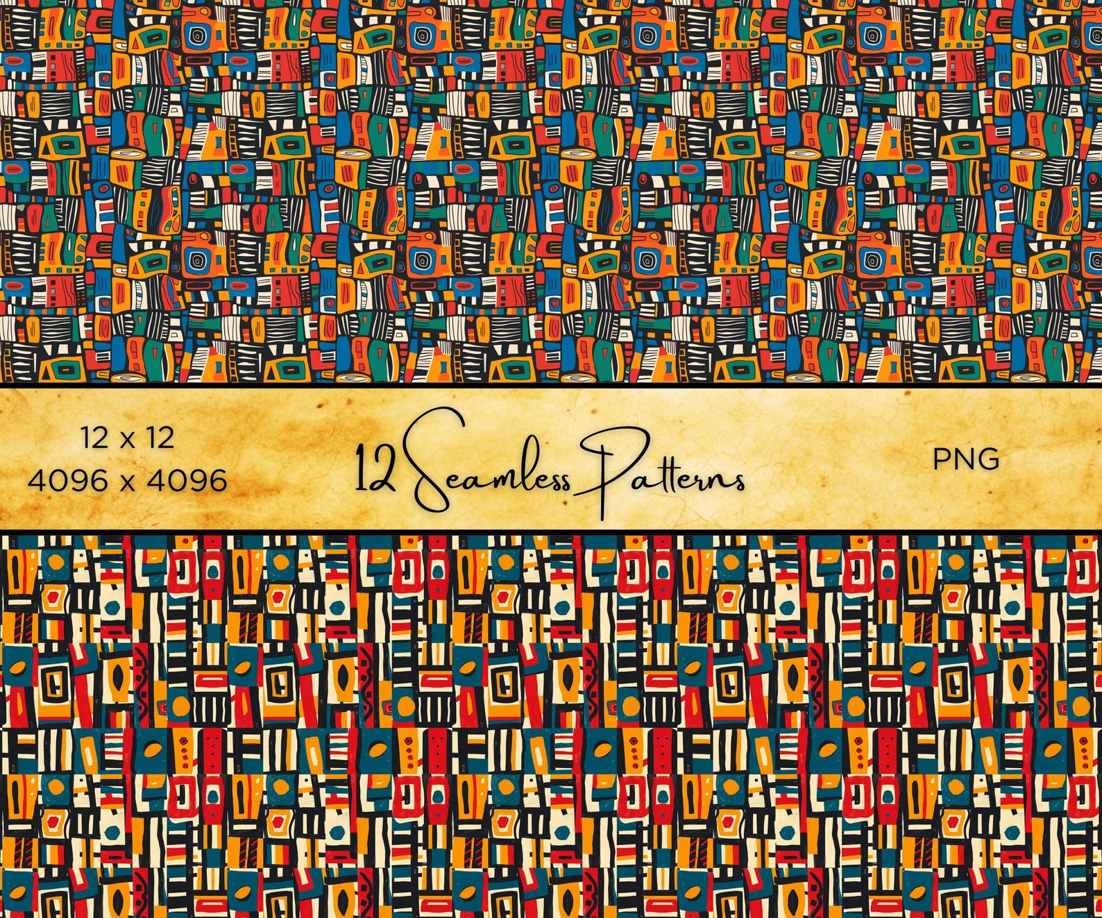 Ankara-inspired Digital Pattern Pack - Bold Geometric Abstract Designs ...
