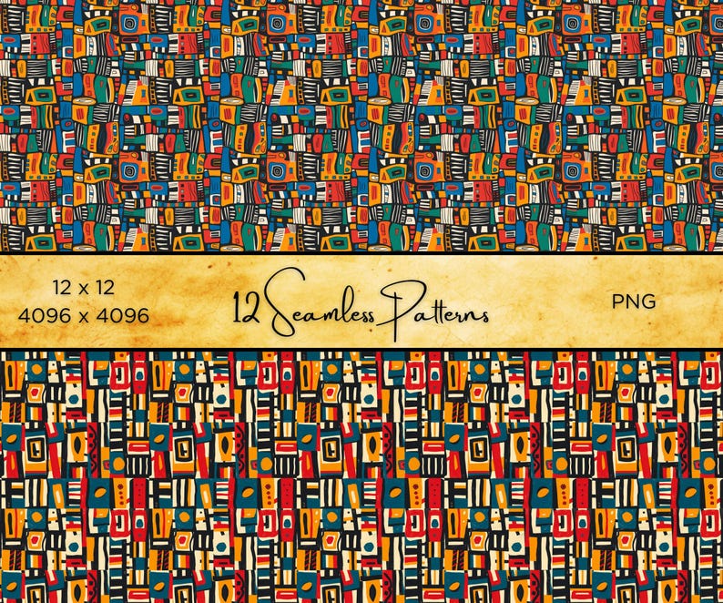 Ankara-inspired Digital Pattern Pack - Bold Geometric Abstract Designs ...