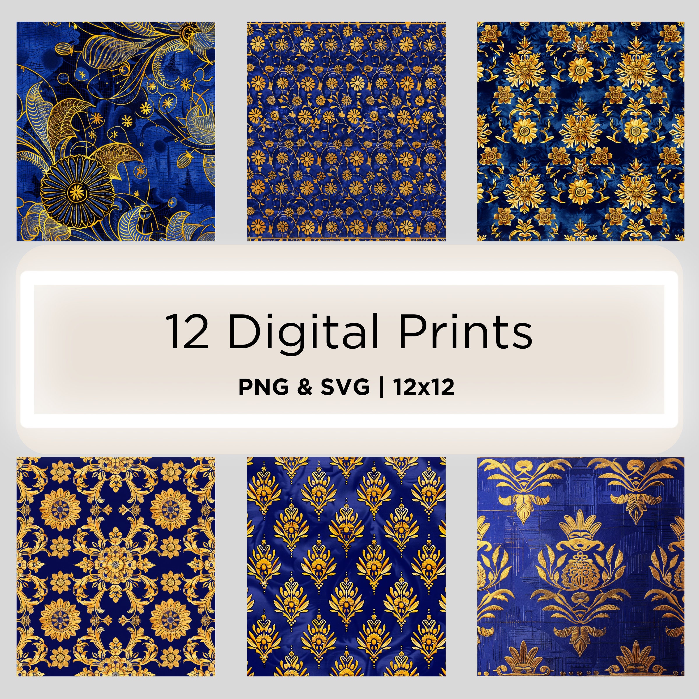 Luxurious Royal Blue and Gold Floral Ankara Pattern Pack Mandingo ...