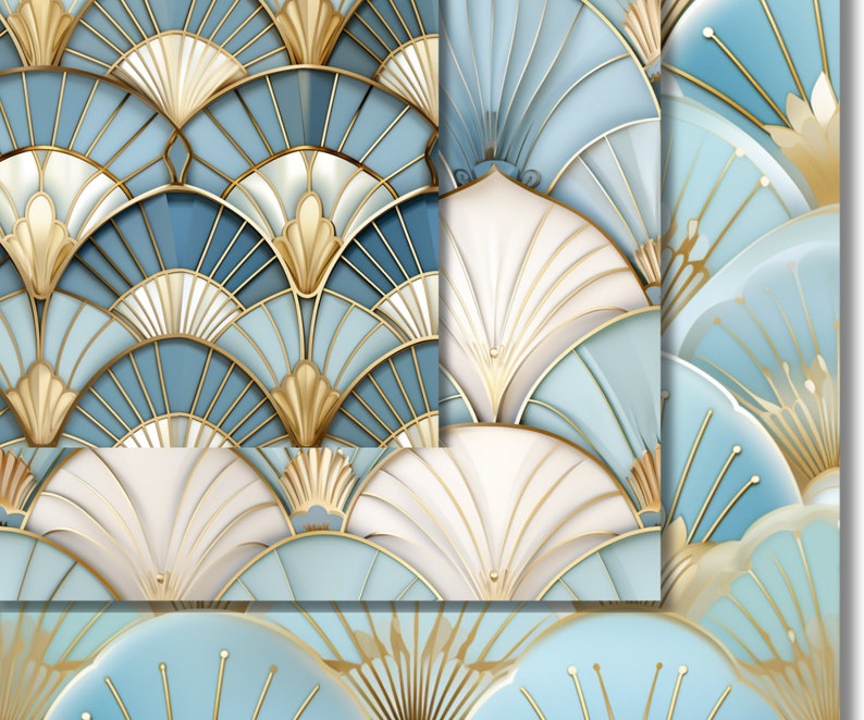 Art Deco Fan Pattern Pack - Luxurious Vintage Backdrop With Scalloped ...