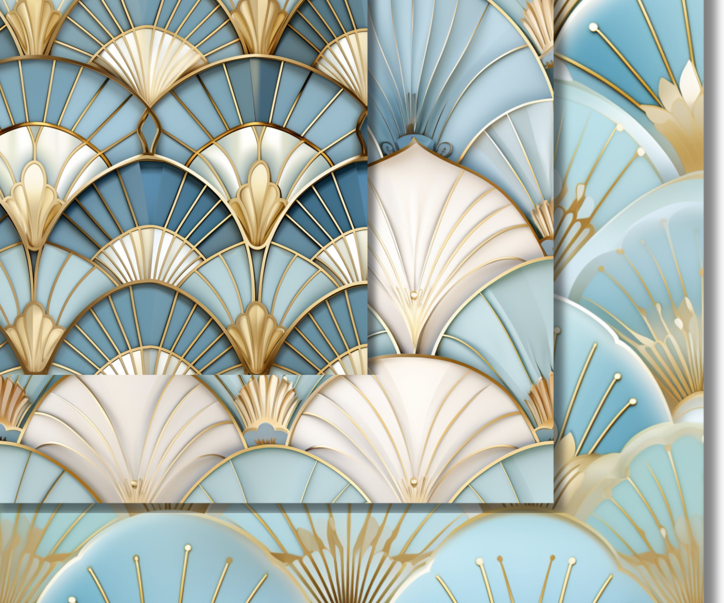 Art Deco Fan Pattern Pack - Luxurious Vintage Backdrop With Scalloped ...