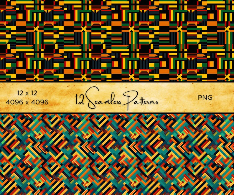 Ankara-inspired African Digital Paper: 12 Geometric PNG Patterns ...
