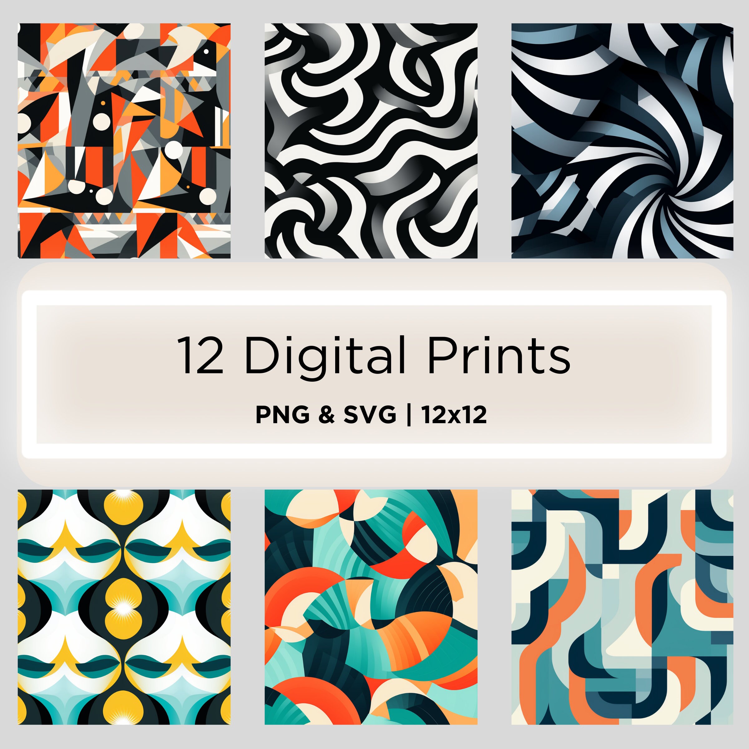 Geo Illusions: Digital Geometric Patterns 12-pack PNG & SVG Perfect for ...