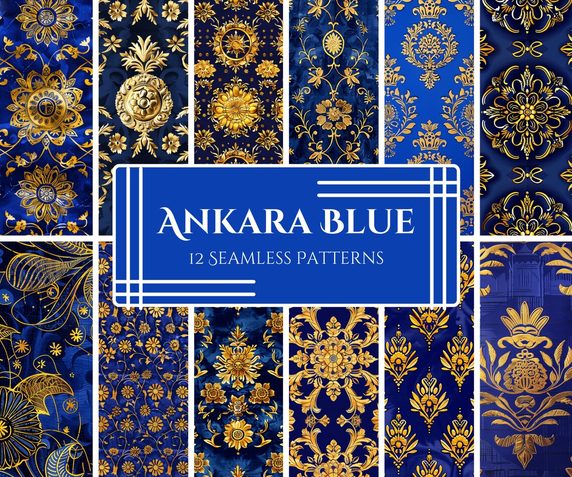 Luxurious Royal Blue and Gold Floral Ankara Pattern Pack – Mandingo ...