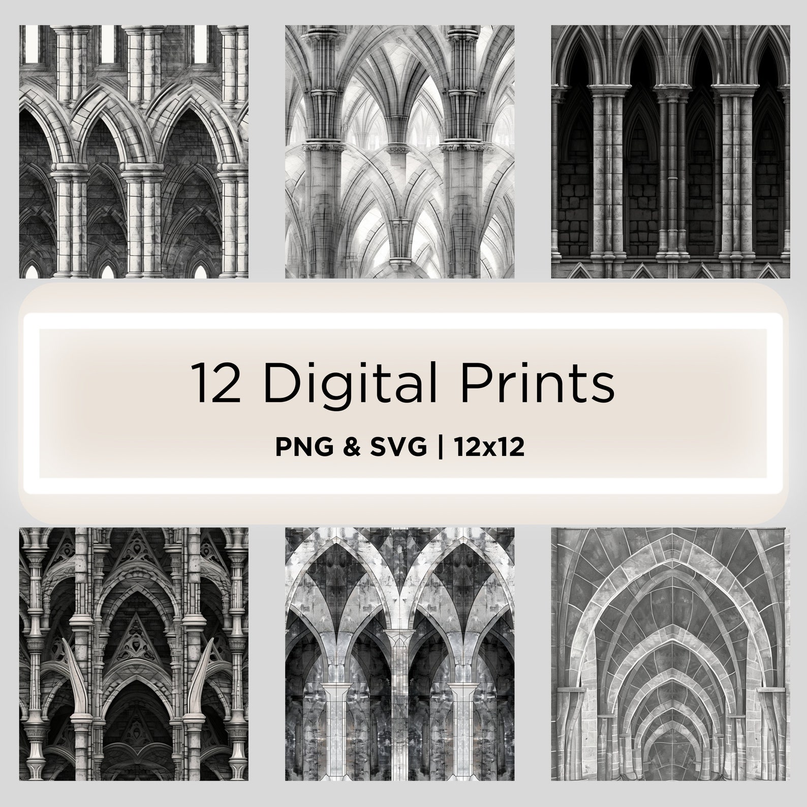 Gothic Cathedral Architecture Pattern Pack - Majestic Arches & Stone ...