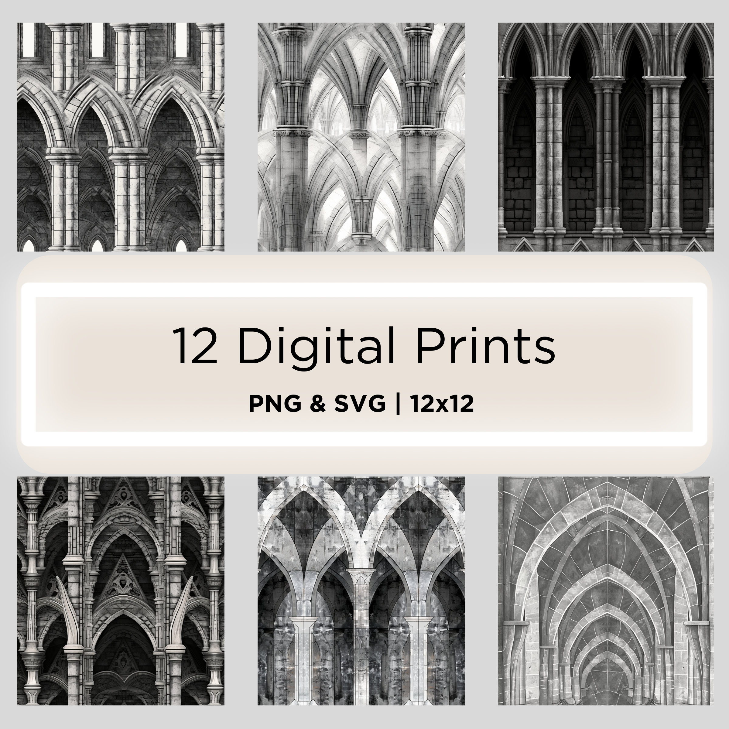 Gothic Cathedral Architecture Pattern Pack - Majestic Arches & Stone ...