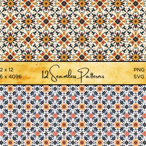 Andalusian Tile Pattern Pack: Floral & Arabic Motifs (PNG) - Etsy