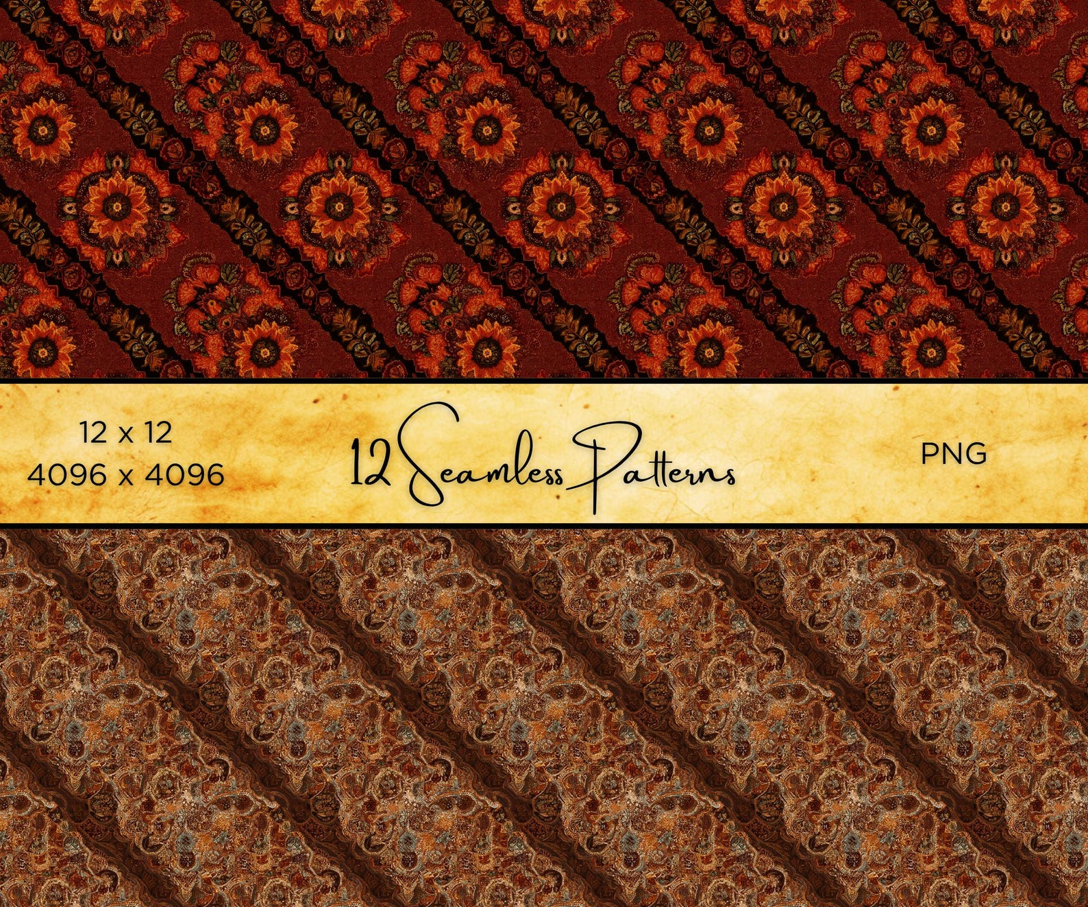 Boho Mandala Paisley Patterns: Silk Road Textile Prints (PNG Digital ...