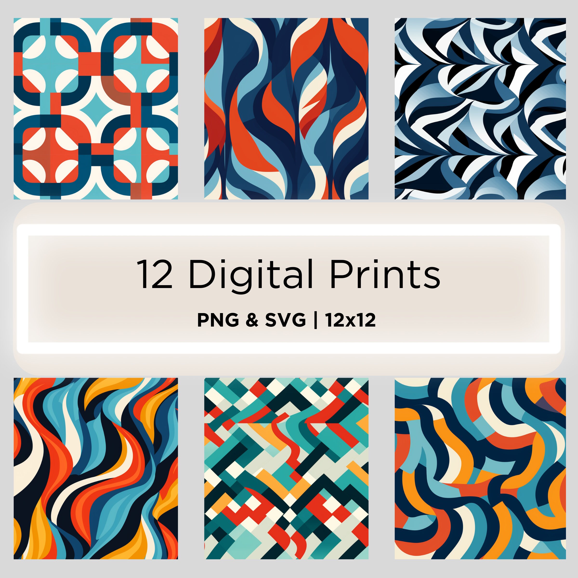 Geo Illusions: Digital Geometric Patterns 12-pack PNG & SVG Perfect for ...