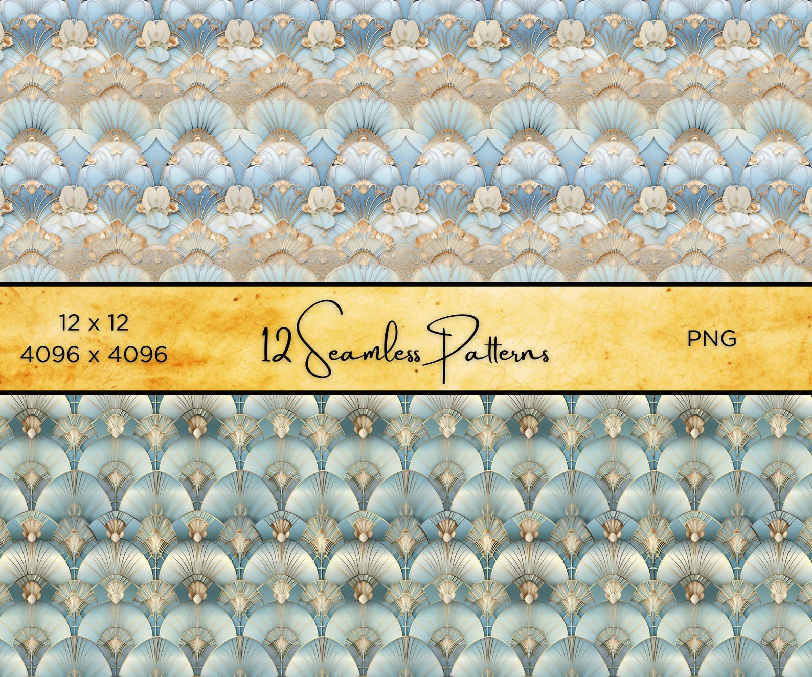 Art Deco Fan Pattern Pack - Luxurious Vintage Backdrop With Scalloped ...