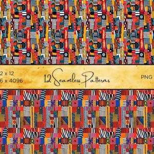 Ankara-inspired Digital Pattern Pack - Bold Geometric Abstract Designs ...