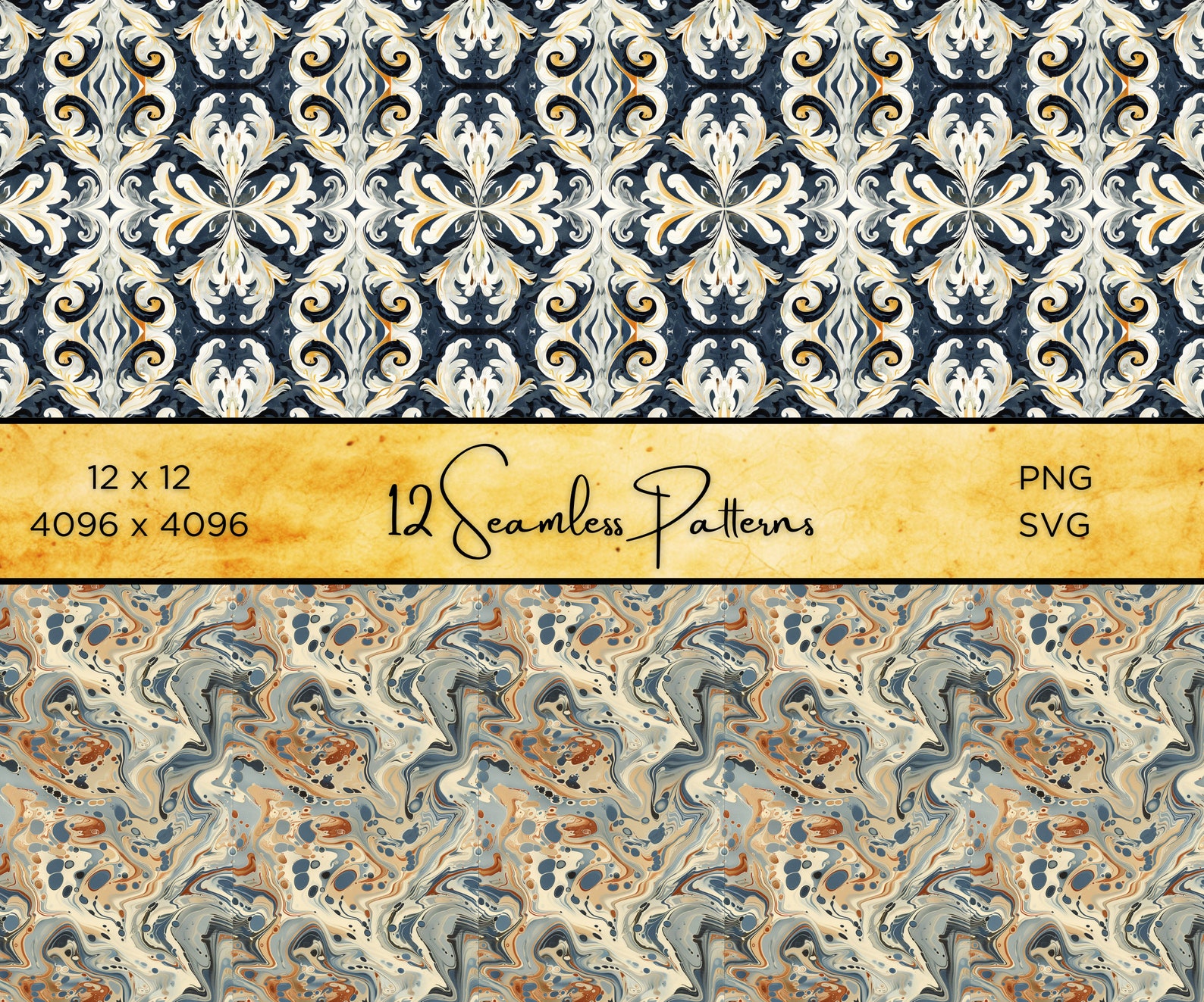 Renaissance Frescoes Marbled Digital Paper: Vintage Scrapbooking ...