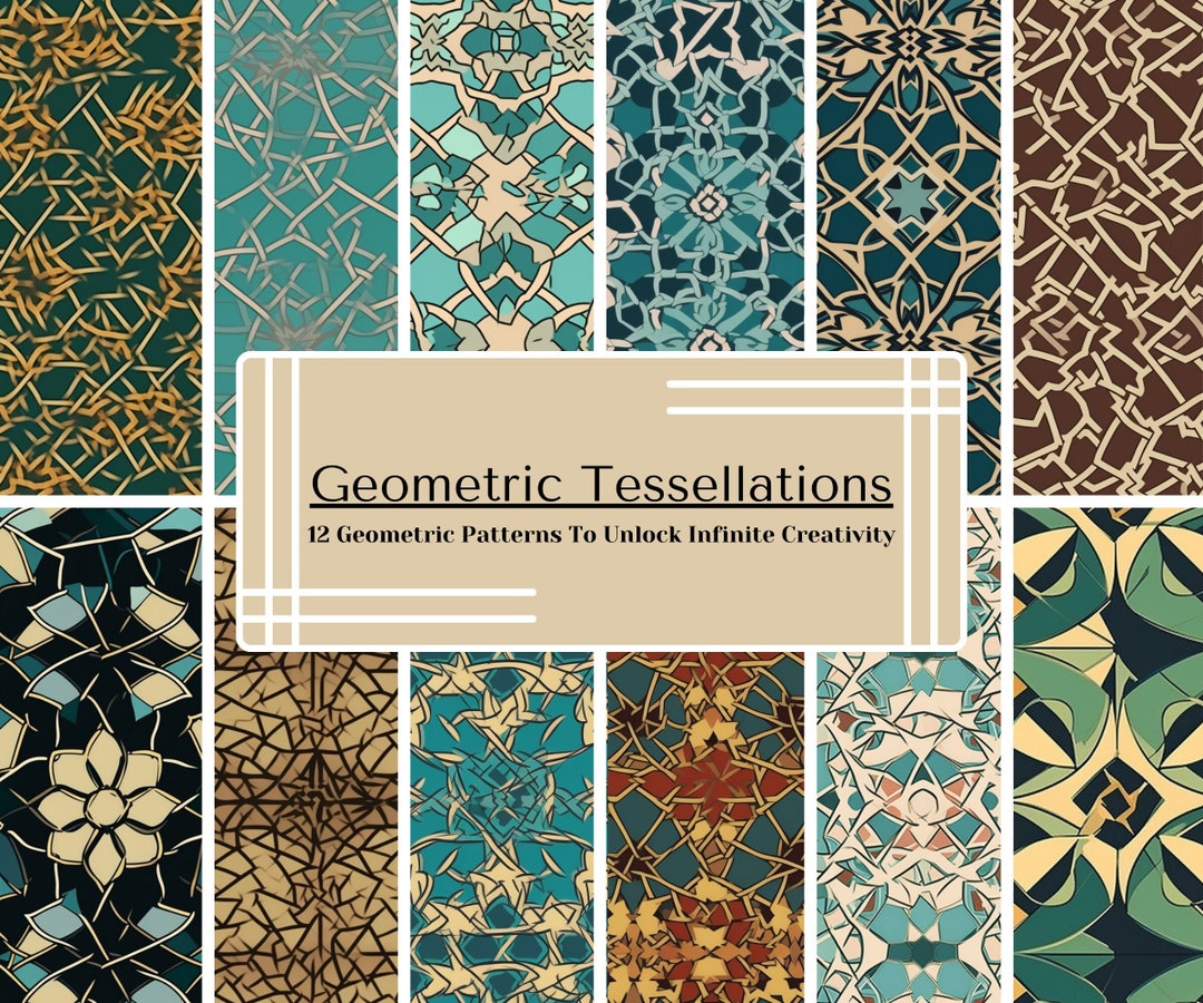 Geometric Tessellations: 12 Seamless Digital Patterns | PNG | Ideal for ...