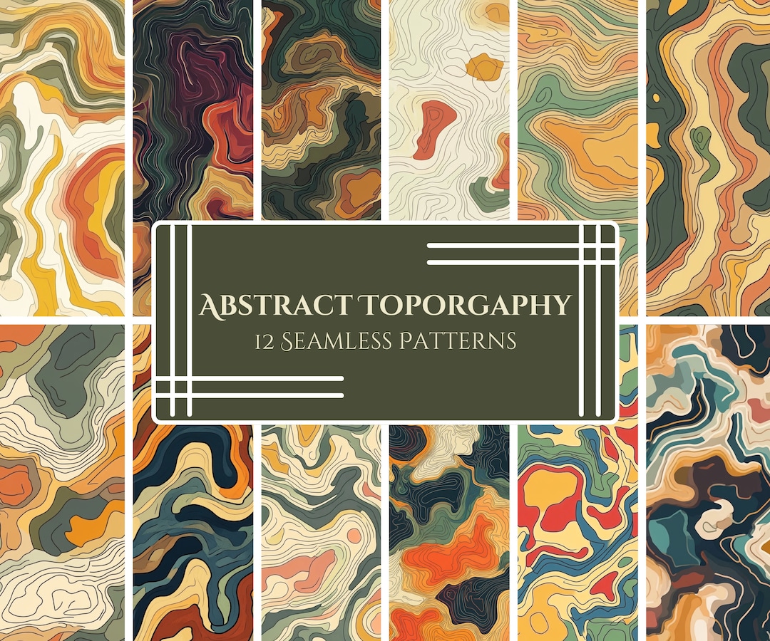 Earthy Topographic Map-inspired Abstract Pattern Pack – Nature-inspired ...