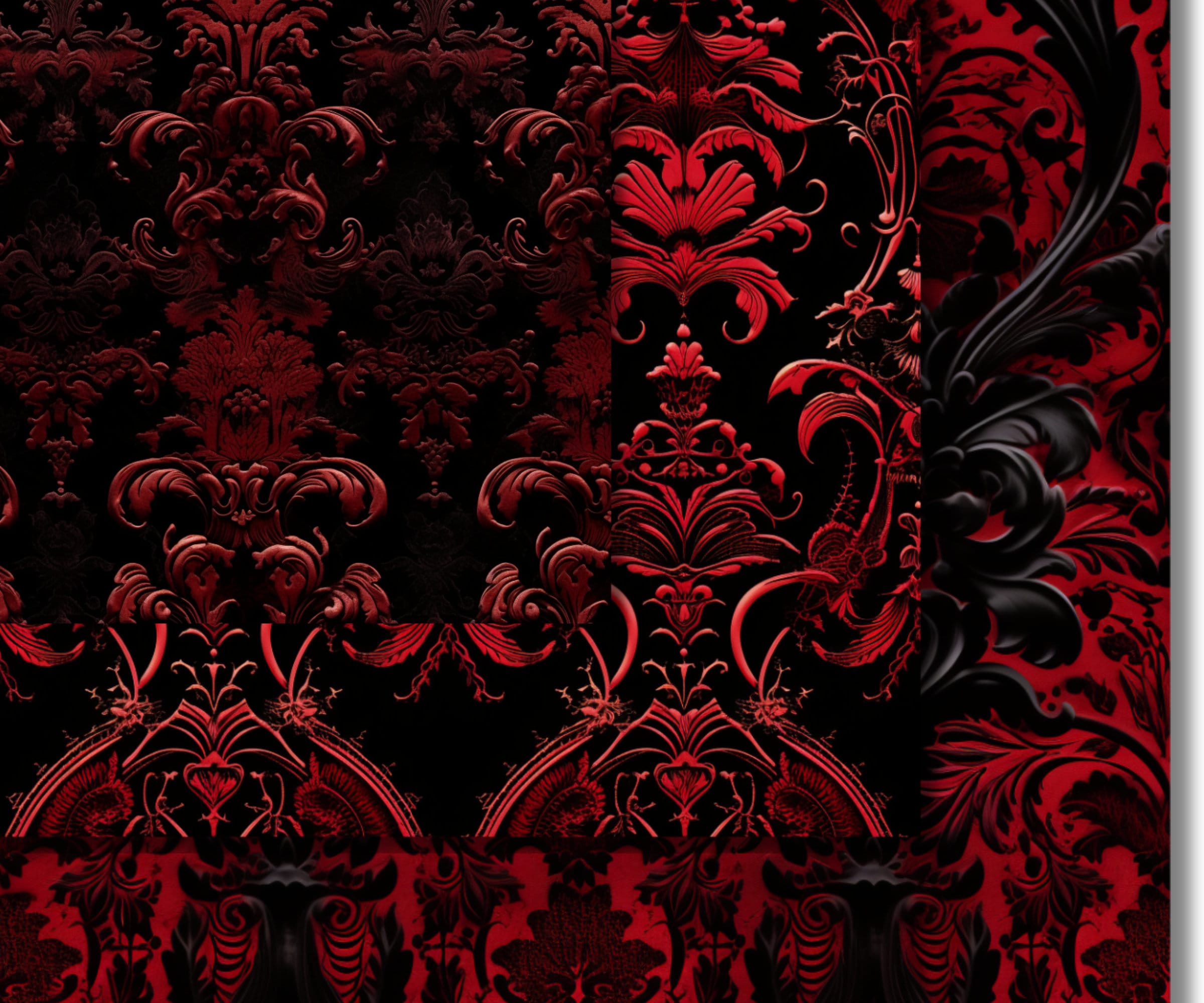 Victorian Gothic Lace Digital Patterns - Luxurious Red and Black Velvet ...