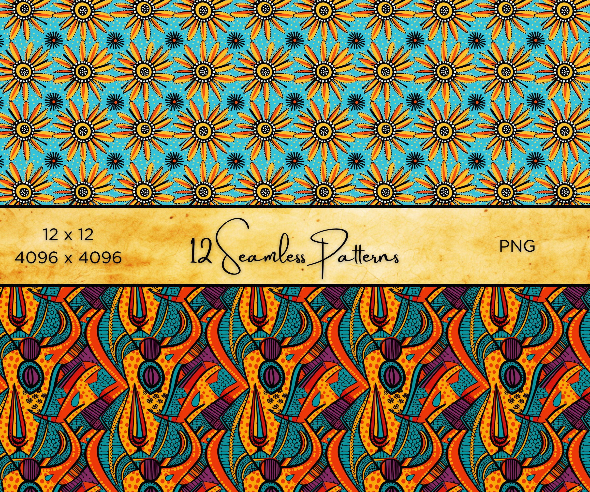 Vibrant Ankara-inspired Afrocentric Design - 12 Vibrant African PNG ...
