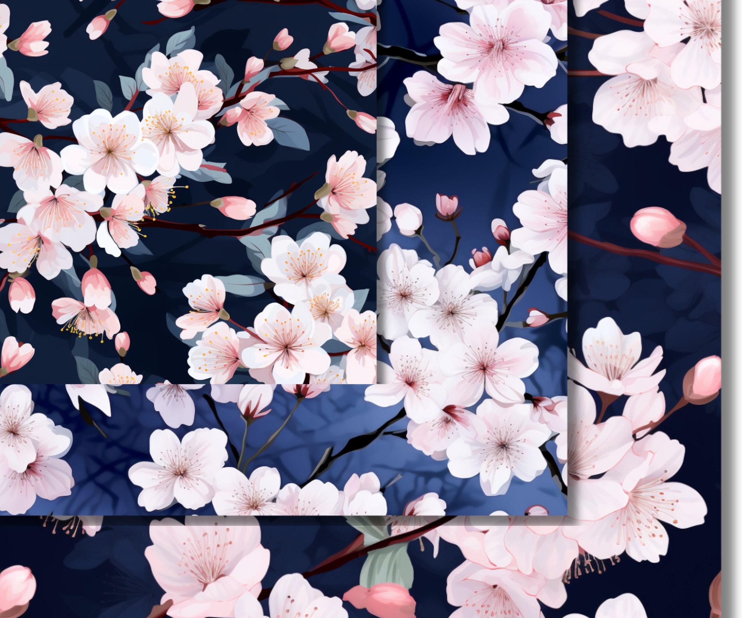 Japanese Cherry Blossom Digital Patterns Sakura Watercolor - Etsy