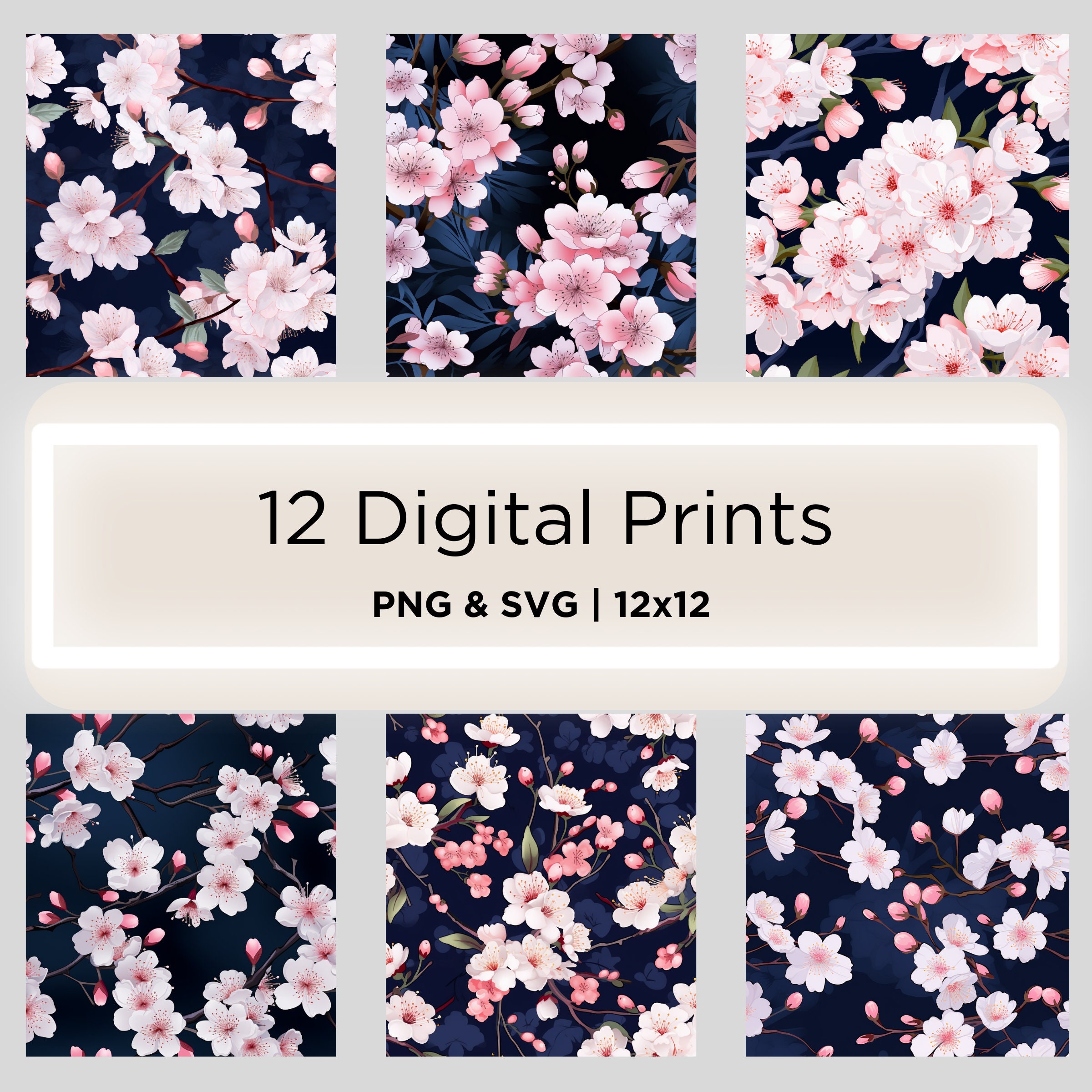 Japanese Cherry Blossom Digital Patterns Sakura Watercolor - Etsy