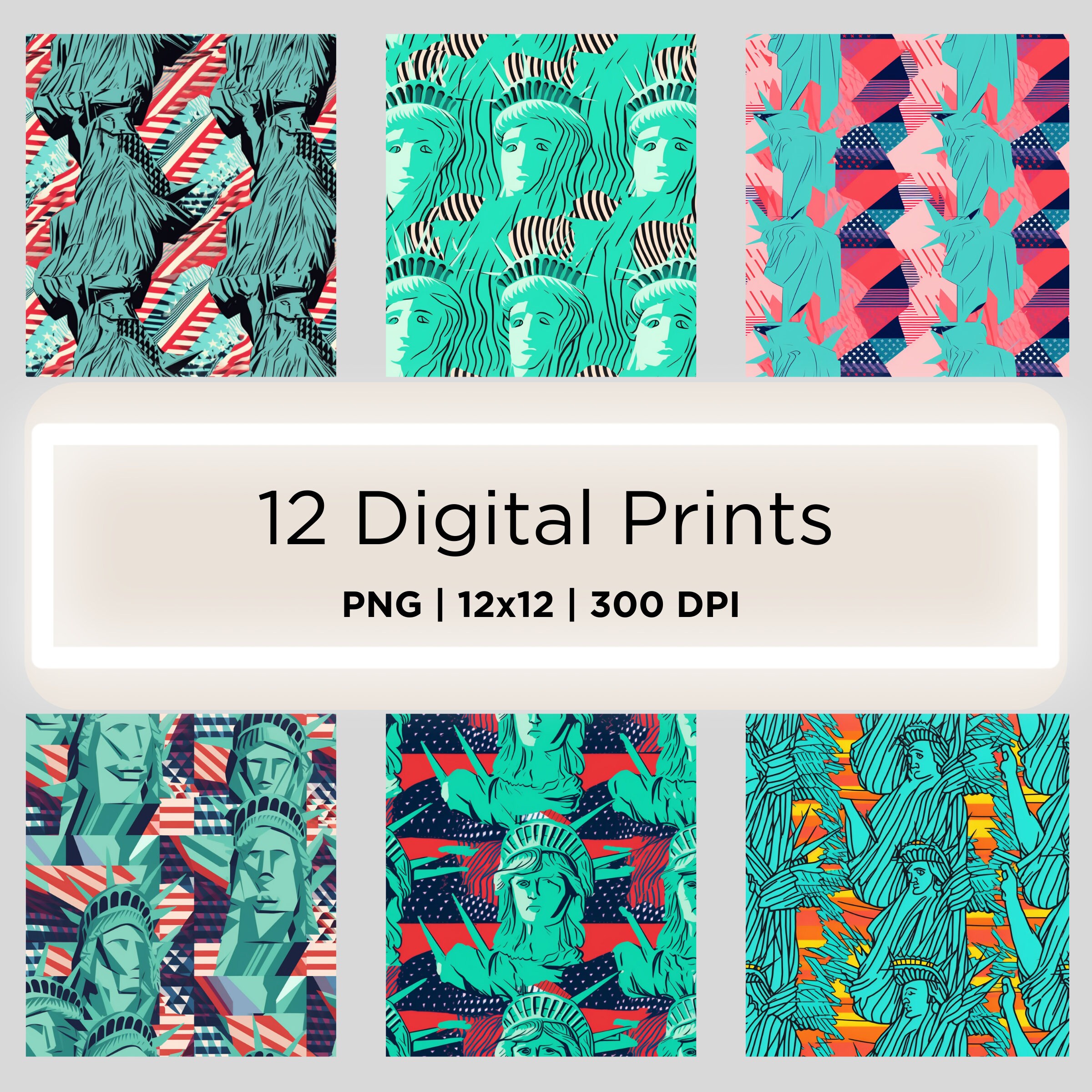Statue of Liberty Pop Art Patterns: 12 Seamless, Eye-catching Digital ...