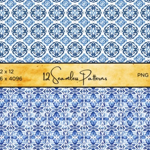Aegean Sea Pattern Pack: Blue & White Greek Tile Designs (PNG) - Etsy