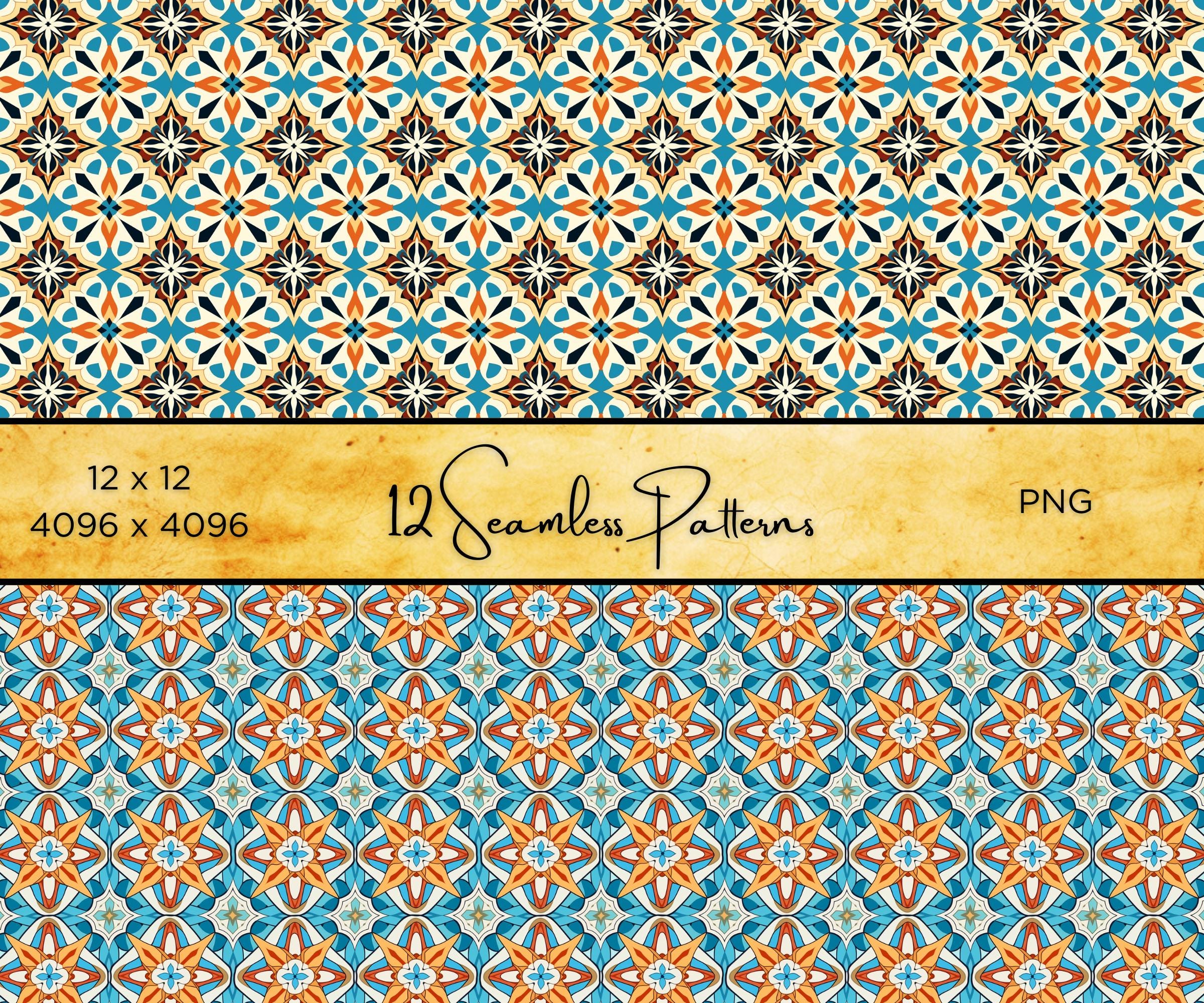 Moroccan Mosaic Tile Digital Patterns: Arabesque PNG (digital Download ...
