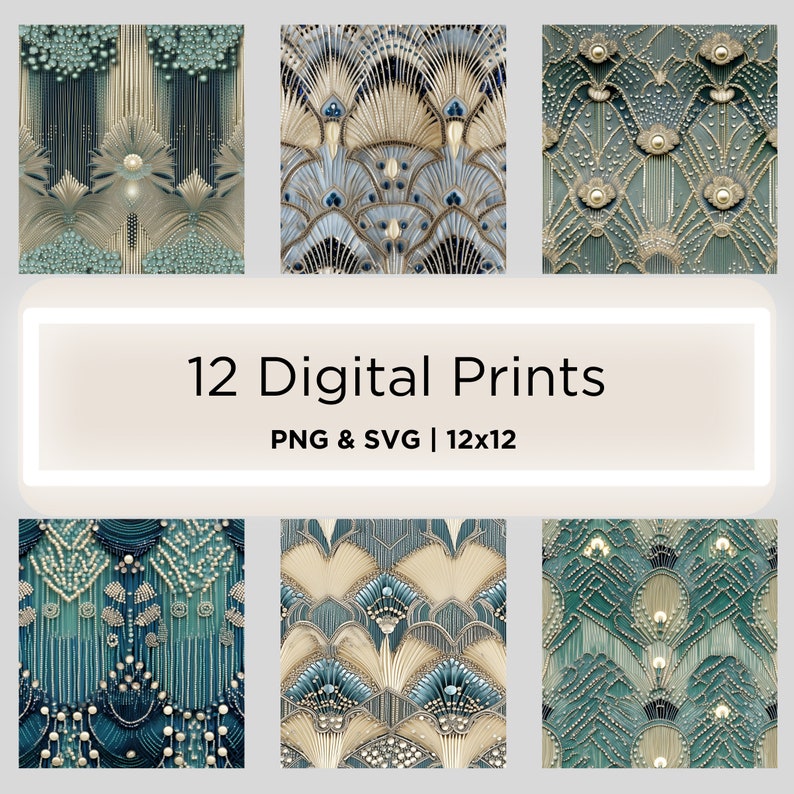 Flapper Elegance: Art Deco Patterns, Beaded Fringes & Fan Motifs on ...