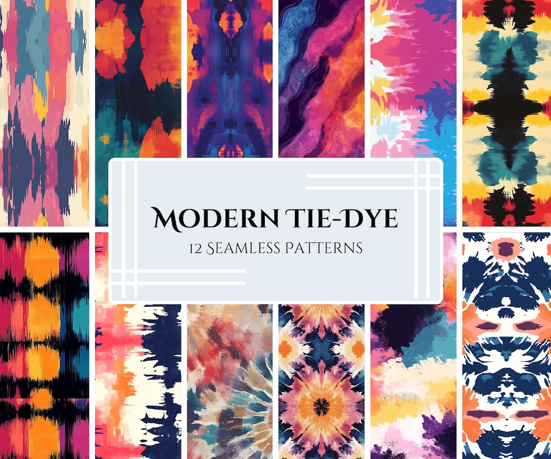 Modern Tie-dye Digital Pattern Pack - 12 Abstract Boho Prints in Bold ...
