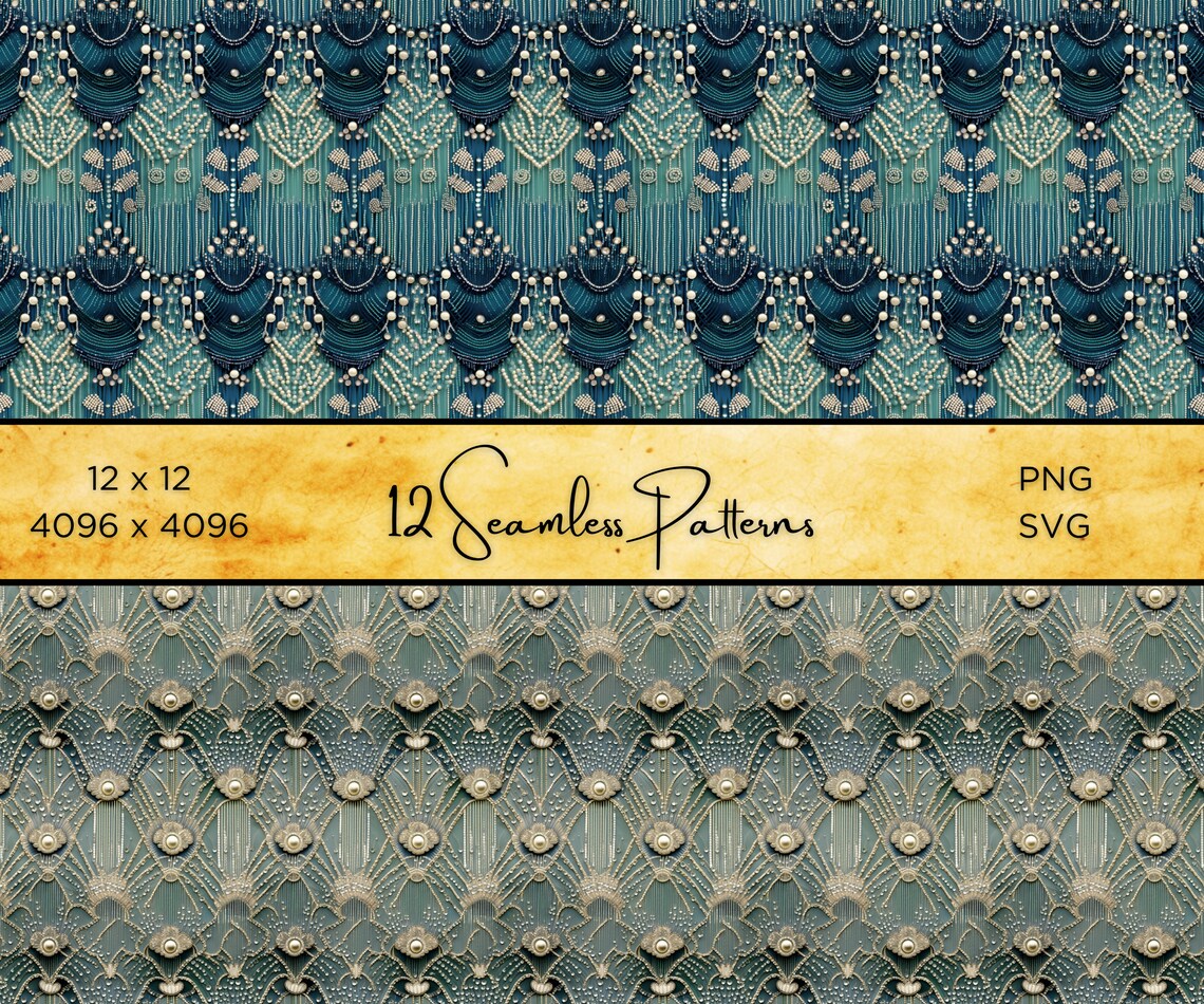 Flapper Elegance: Art Deco Patterns, Beaded Fringes & Fan Motifs on ...