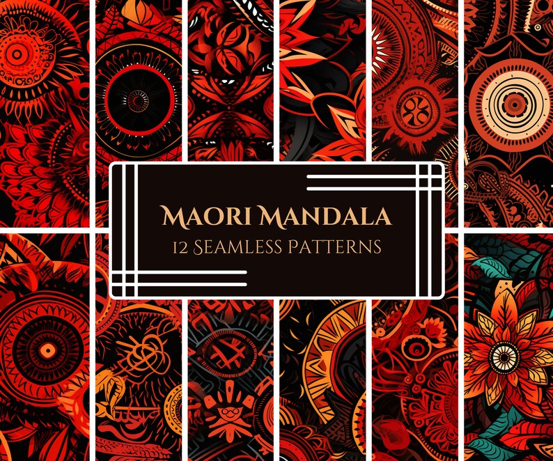 Maori and Indian Mandala Patterns: Scrapbooking PNG Files (digital ...