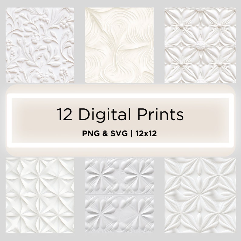 Luxurious 3D Embossed White Patterns Pack Elegant Baroque Scrollwork ...