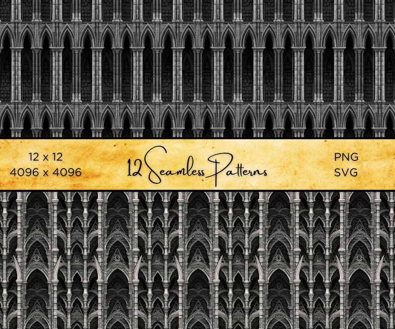 Gothic Cathedral Architecture Pattern Pack - Majestic Arches & Stone ...