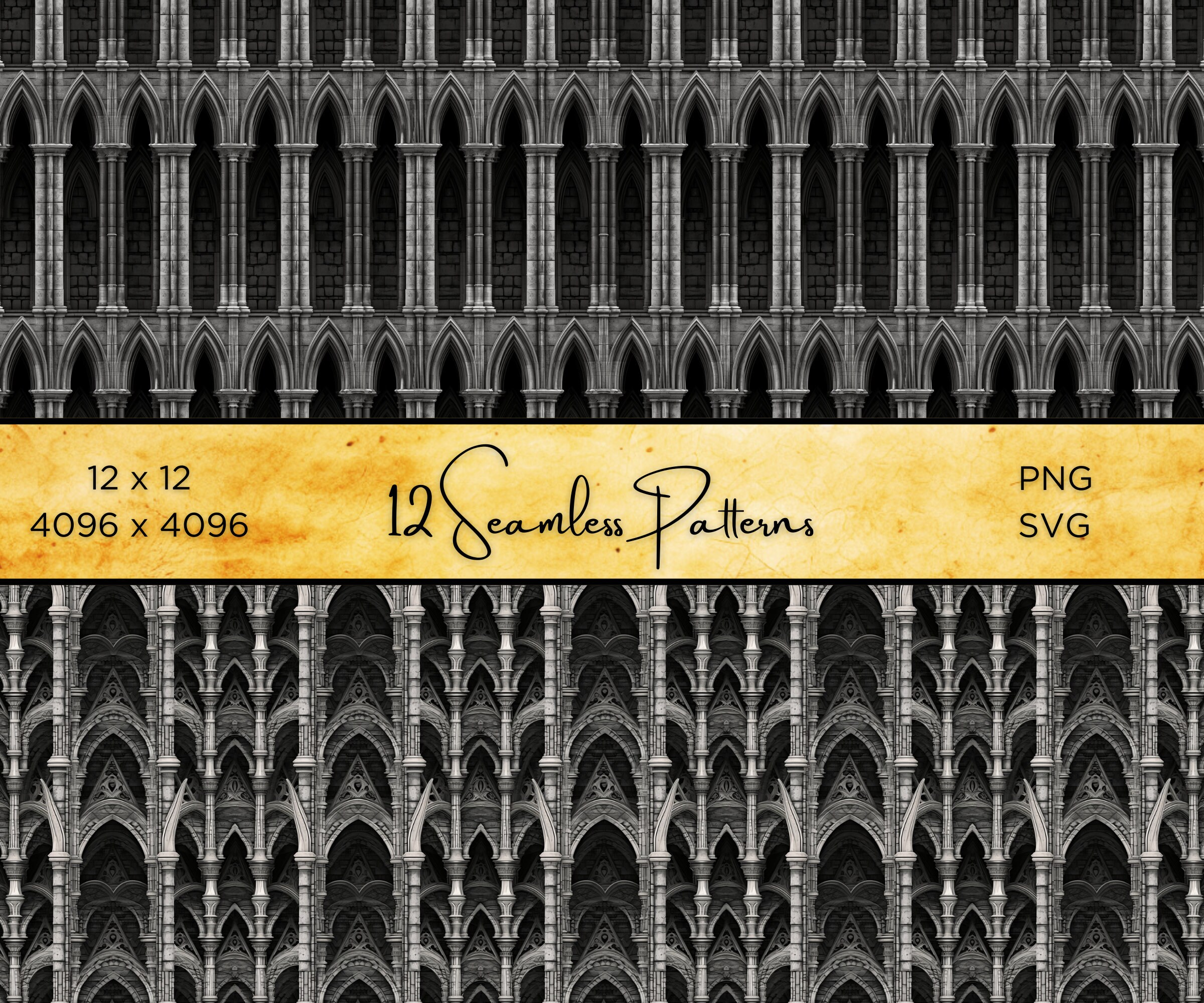 Gothic Cathedral Architecture Pattern Pack - Majestic Arches & Stone ...