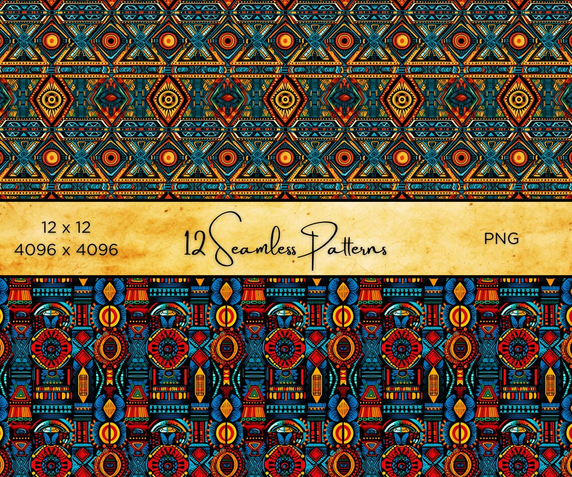 Ankara-inspired Afrocentric Design 12 Vibrant African PNG Digital ...