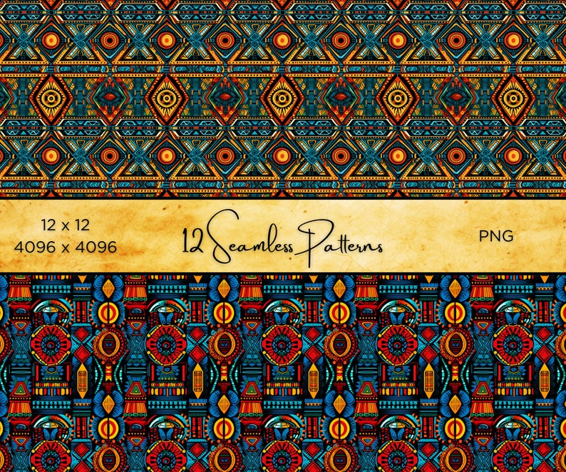 Ankara-inspired Afrocentric Design - 12 Vibrant African PNG Digital ...