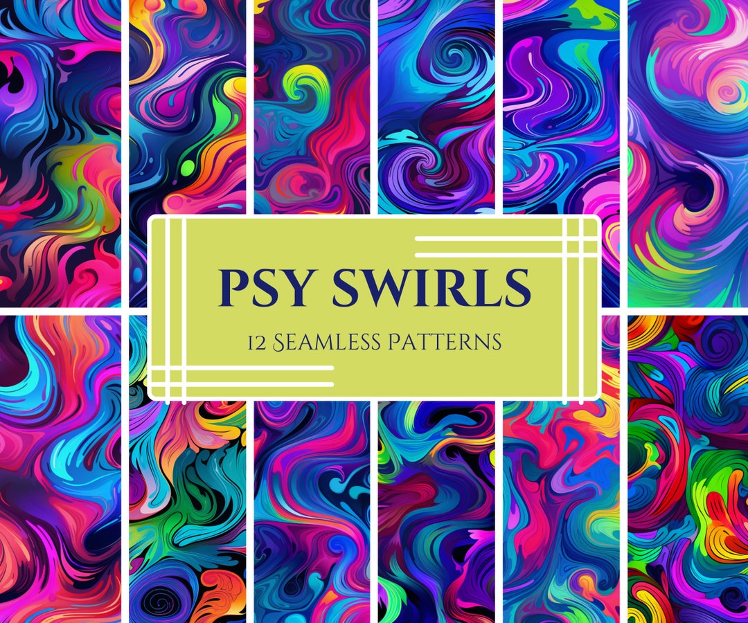 Psychedelic Swirls Digital Pattern Pack - Vivid Marbled Backgrounds ...