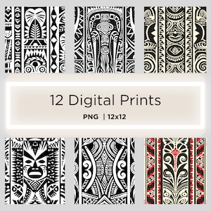 Polynesian Tribal Pattern Pack: Oceanic Art, PNG Files (digital ...