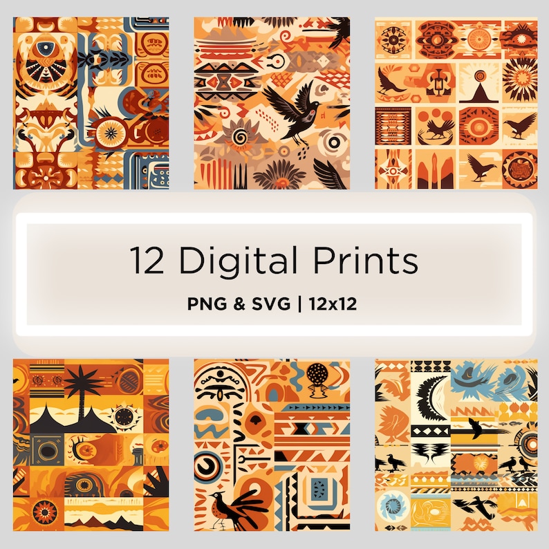 Pueblo Art Seamless Pattern Pack: Tribal Geometric Designs (PNG) - Etsy