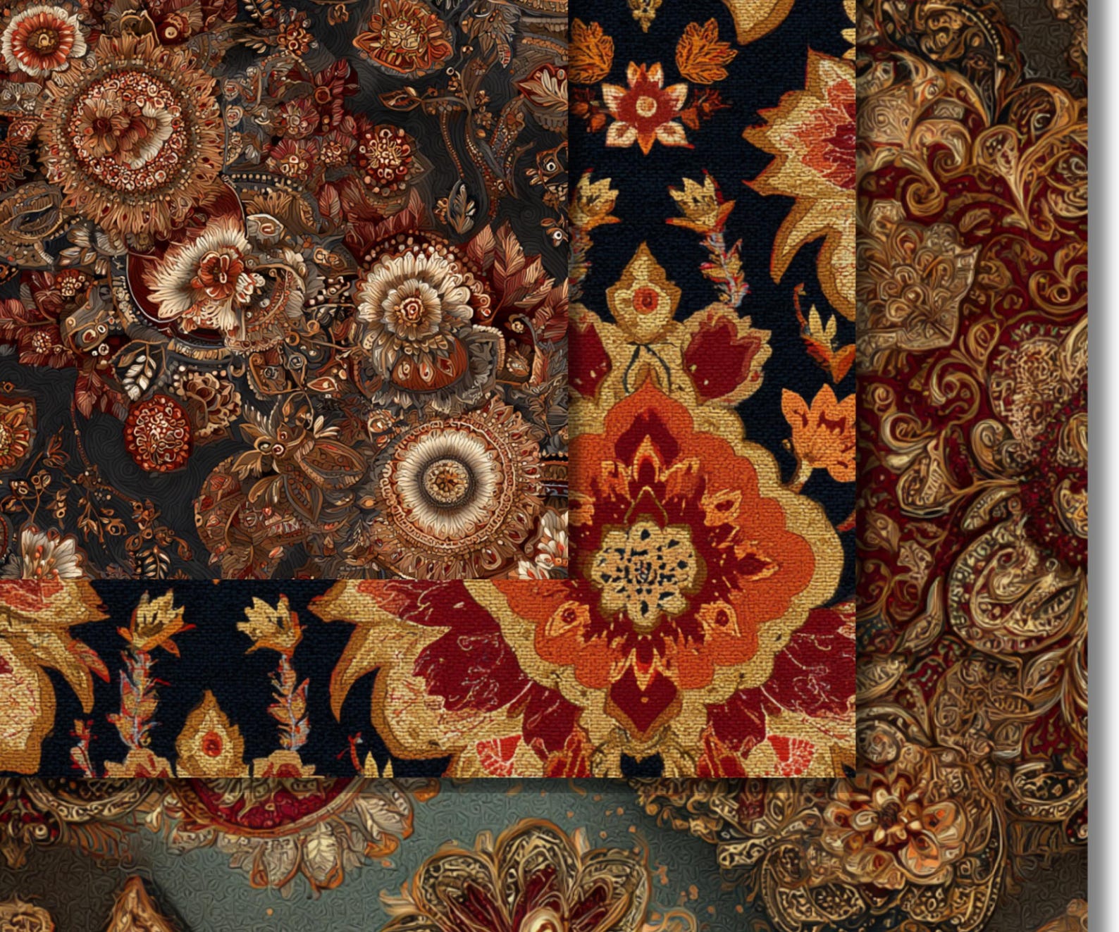 Boho Mandala Paisley Patterns: Silk Road Textile Prints (PNG Digital ...