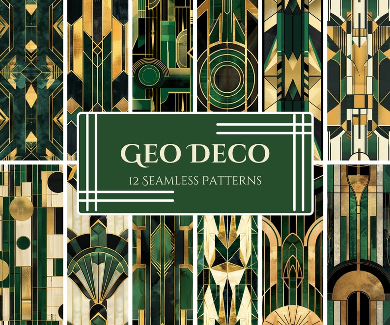 Art Deco Geometric Patterns: 1920s Style (PNG) - Etsy