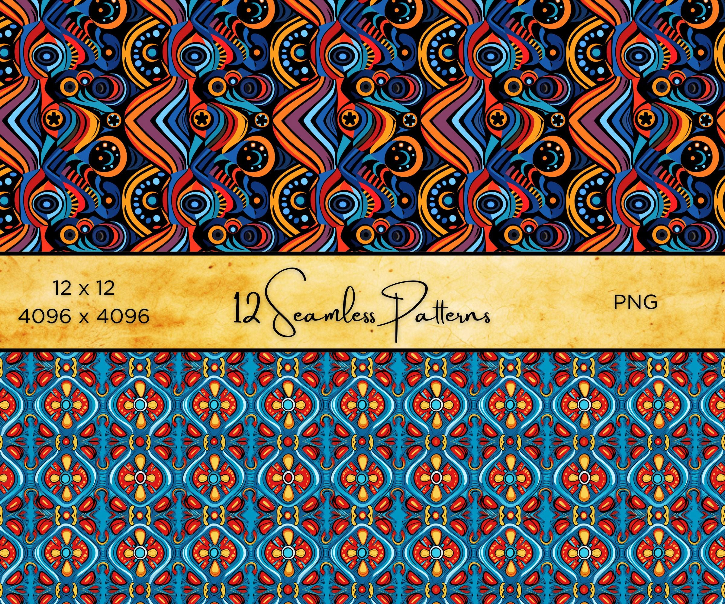Tribal Fusion Pattern Pack: Bold Ethnic Designs (PNG Digital Art) - Etsy