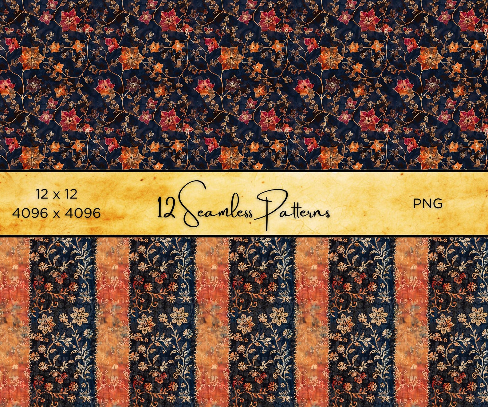 Southeast Asian Batik Pattern Pack: Floral & Geometric PNG (digital ...