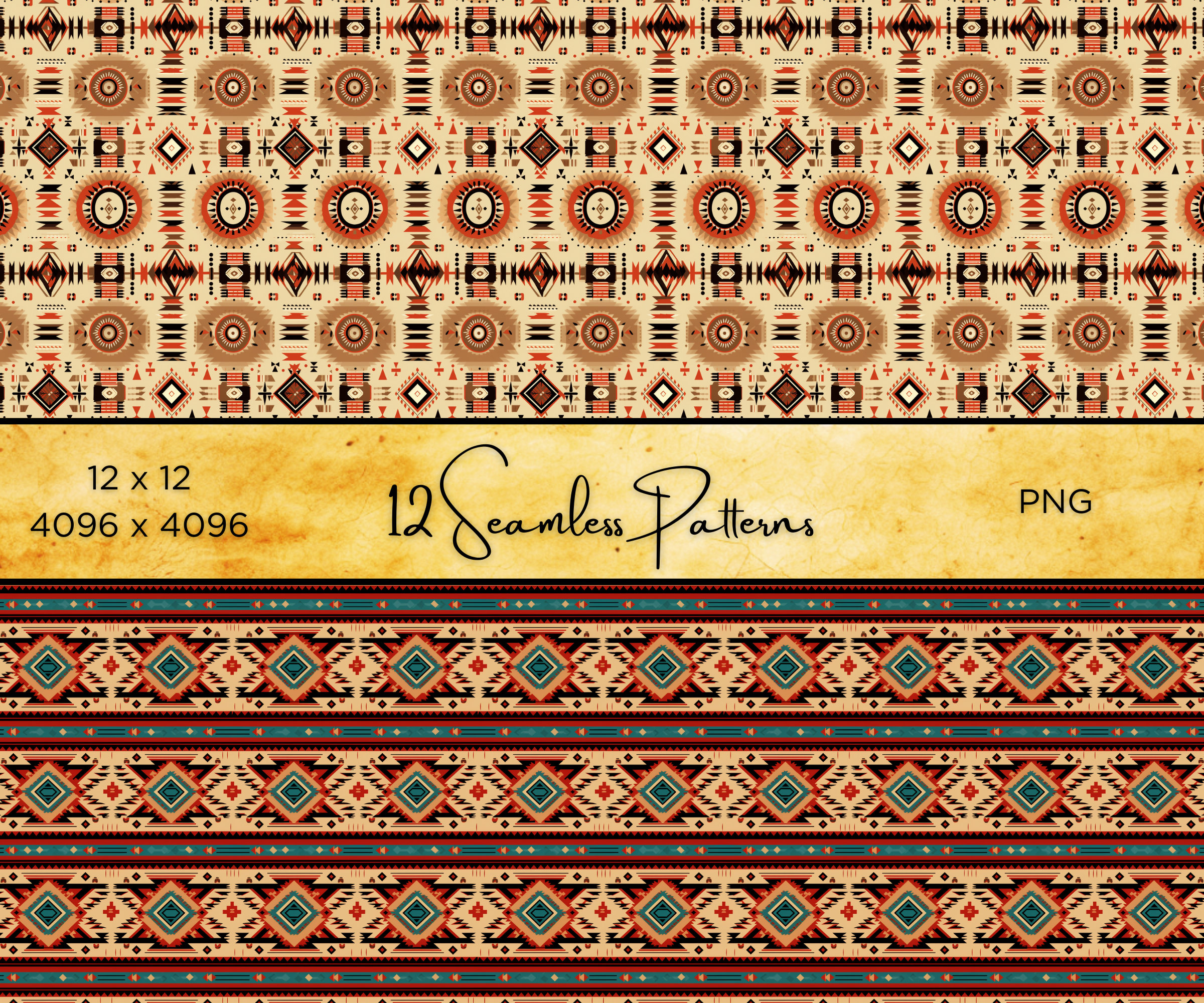Native American Inspired Digital Patterns Pack – Earthy Geometric ...