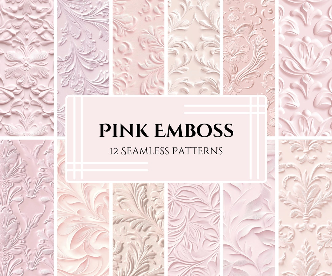 Seamless Pastel Pink Embossed Pattern Pack – Elegant Delicate Floral ...