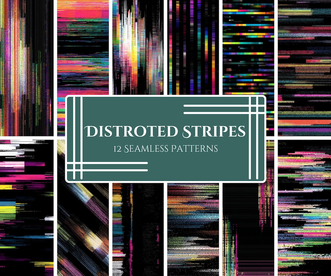 Glitch Stripes PNG Pattern Pack: Cyberpunk Vaporwave Backgrounds ...